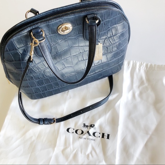 Coach | Bags | Coach Navy Crocodile Crossbody Bag | Poshmark